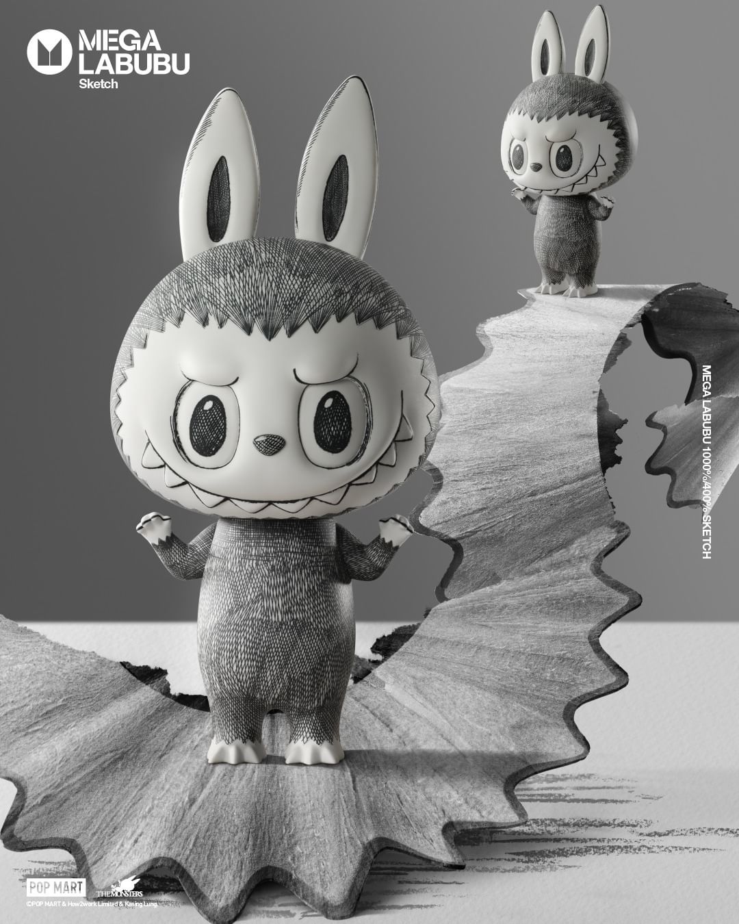 POPMART The Monsters MEGA LABUBU 400% SKETCH – WonderPort Collectibles